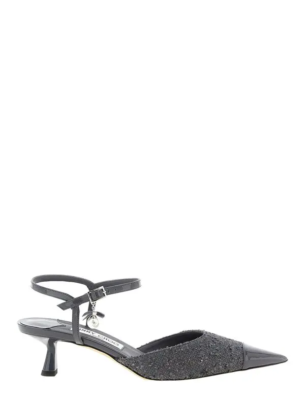 JIMMY CHOO Aren' Slingback Heels With Pearl Detail - Gray