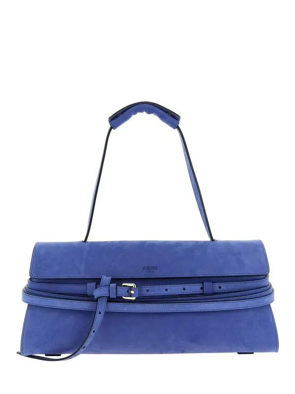 Moschino Tie Me Suede Shoulder Bag - Blue