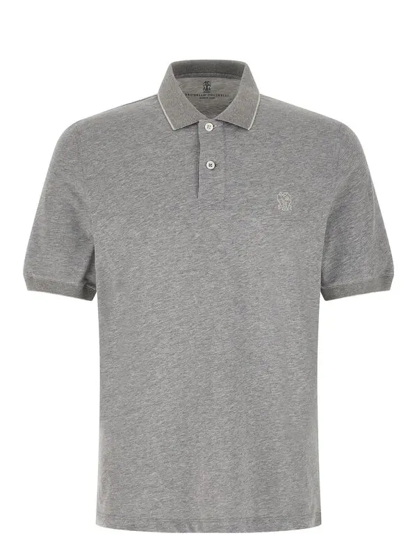 Brunello Cucinelli Stretch Jersey Polo Shirt - Gray