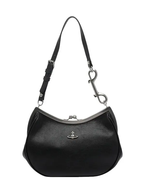 VIVIENNE WESTWOOD Sheepskin Shoulder Bag With Orb Detail - Black