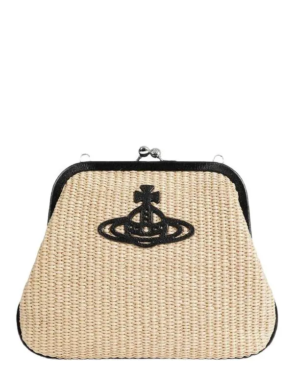 VIVIENNE WESTWOOD Orb Appliqué Trapeze Clutch Bag - Cream