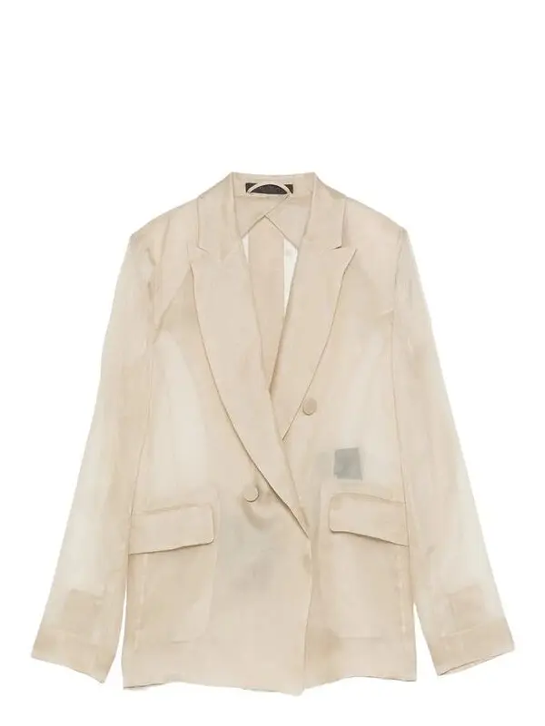 Max Mara Sheer Finish Double-breasted Blazer - Brown