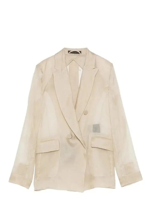 Max Mara Sheer Finish Double-breasted Blazer - Brown