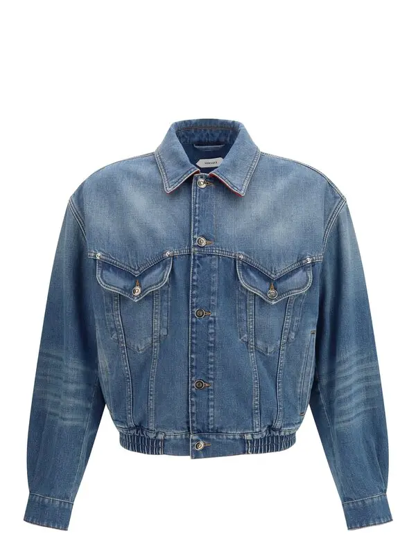 Versace Medusa Cotton Denim Jacket - Blue