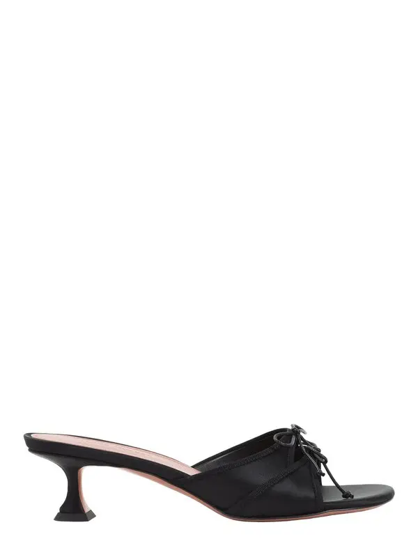 Amina Muaddi Eleonora 45 Satin Slippers - Black