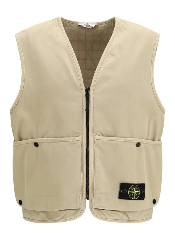 Stone Island Quilted Oversized Vest - Cream
