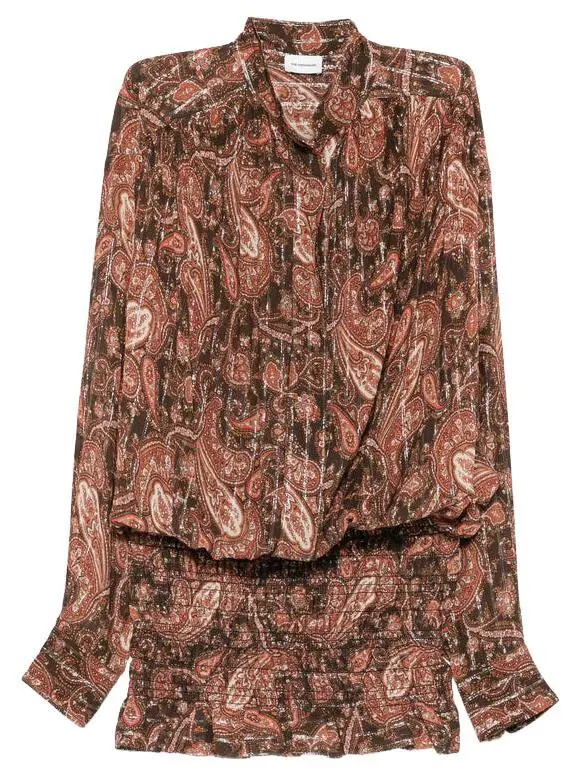 Andamane The Attico Long Sleeve Draped Front Mini Dress - Brown