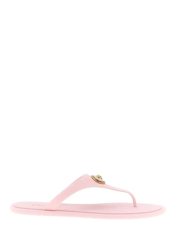 Versace Alia Flat Sandals With Medusa Hardware - Pink