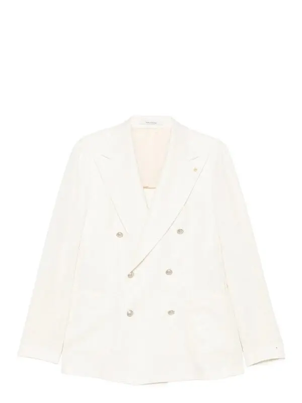 Tagliatore Double-breasted Peak Lapel Blazer - Cream