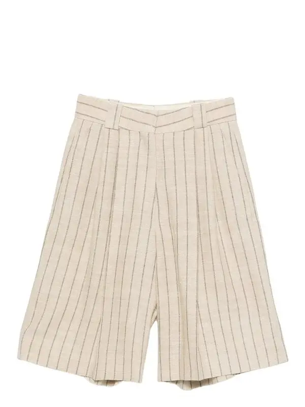 BLAZÉ MILANO Striped Knee-length Shorts - Cream