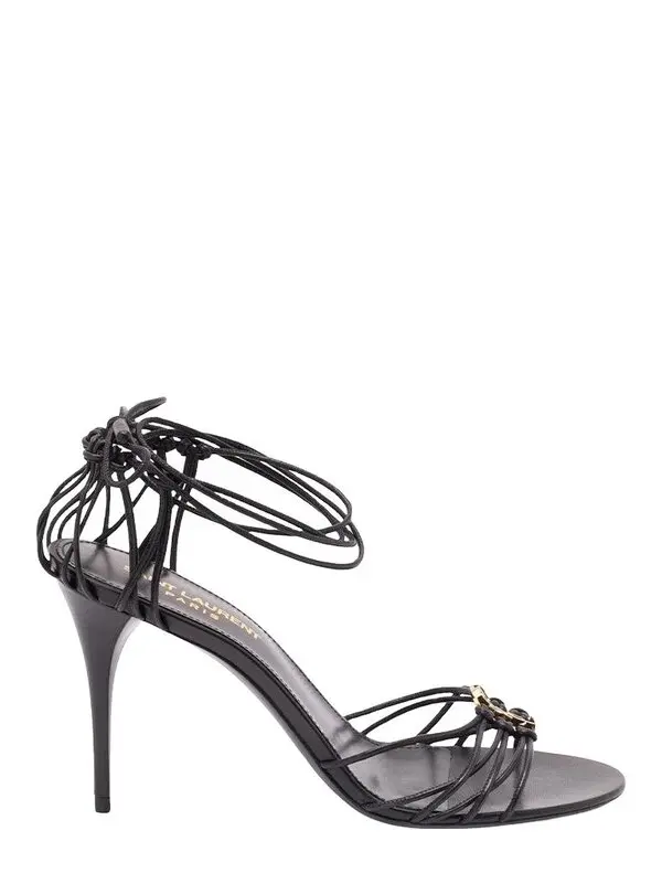 Saint Laurent Black Lambskin Babylone Sandals - Multicolor