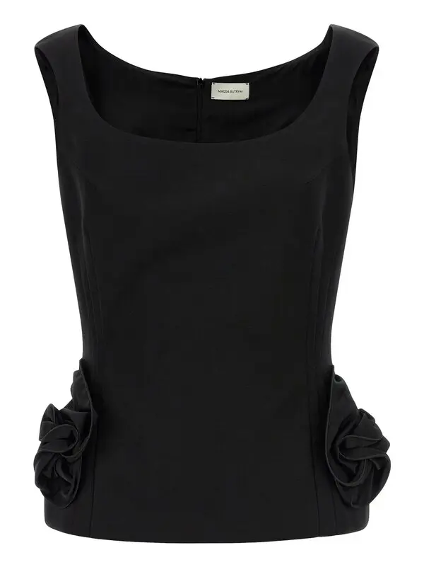 Magda Butrym Sleeveless Ruffle Detail Top - Black