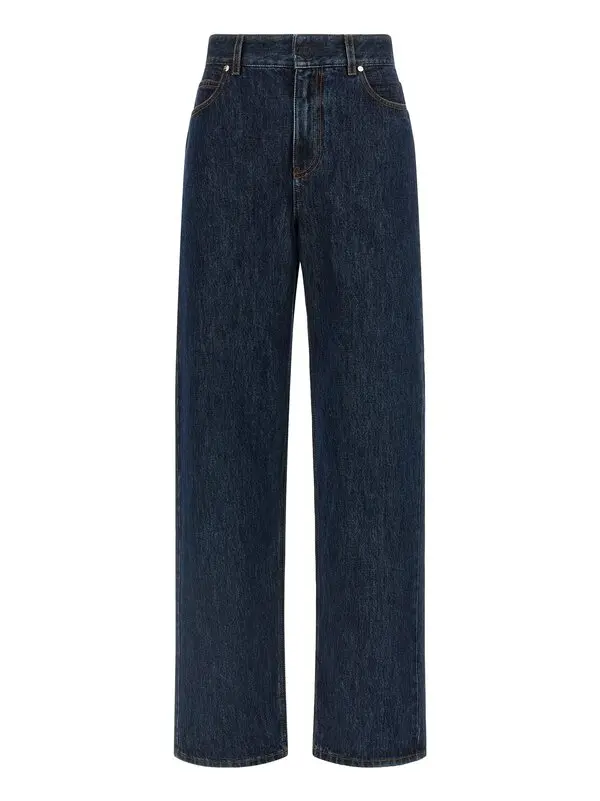 Fendi Straight Leg Jeans With Ff Detail - Blue