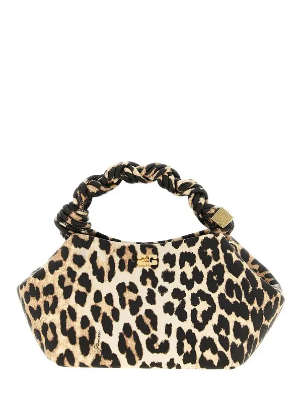 GANNI Small Bou Bag Leopard Print Handbag - Brown
