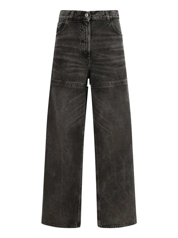 Attico Cut-out Wide-leg Jeans - Black