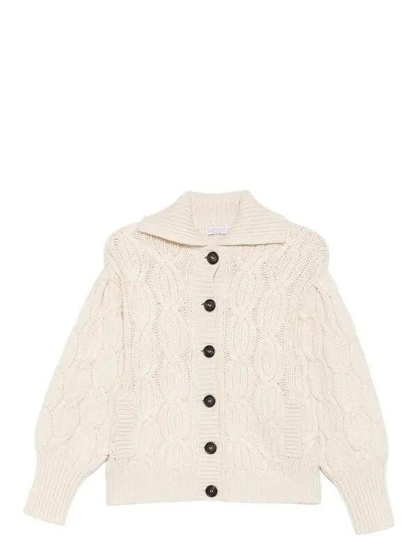 Brunello Cucinelli Openwork Knit Cardigan - Cream