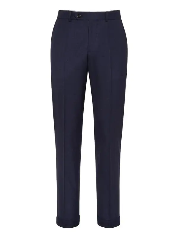 Brunello Cucinelli Tailored Trousers With Puppytooth Pattern - Blue