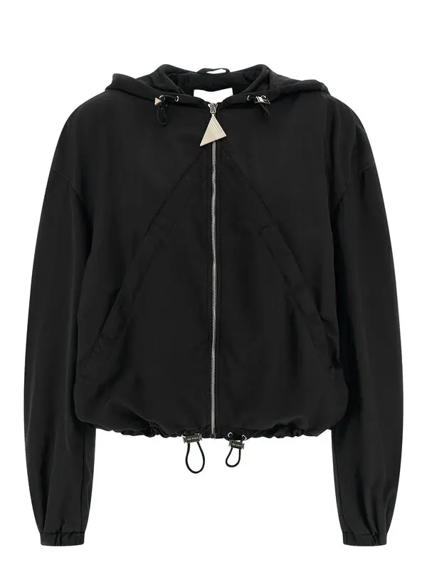 Attico Overdyed Nylon Hooded Bomber Jacket - Black