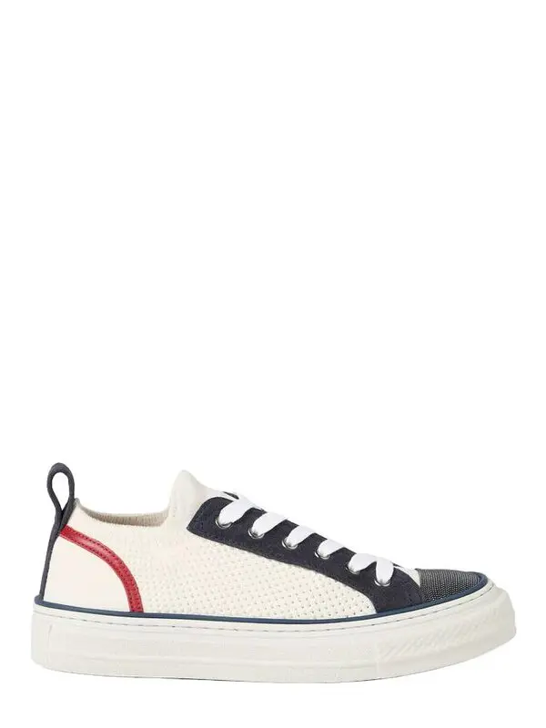 Brunello Cucinelli Paneled Knit Trainers - White