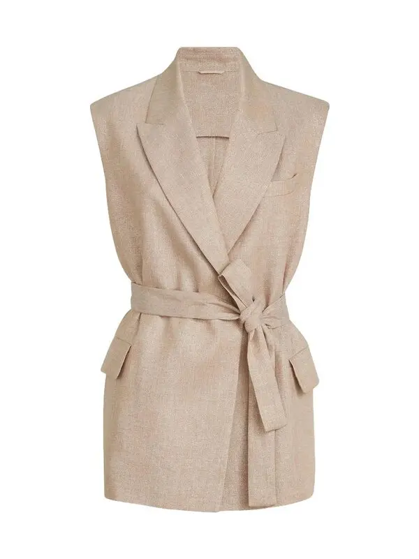 Brunello Cucinelli Sleeveless Belted Vest - Cream