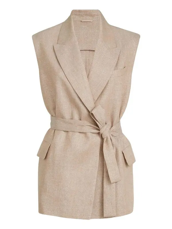 Brunello Cucinelli Sleeveless Belted Vest - Cream