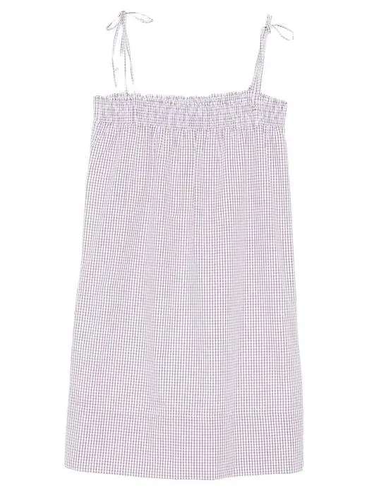 A.p.c. Check Pattern Day Dress With Tie Shoulder Straps - White