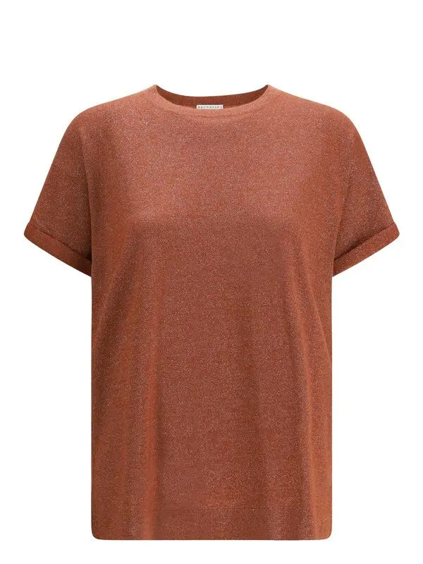 Brunello Cucinelli Glitter Effect Cashmere T-shirt - Red