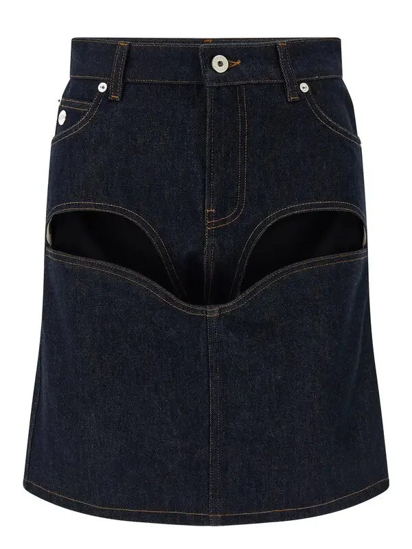JEAN PAUL GAULTIER Denim Mini Skirt With Cutouts - Blue