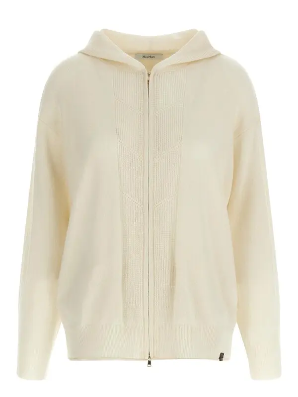 Max Mara Mxpcrusca Cashmere Zip-up Hooded Cardigan - White