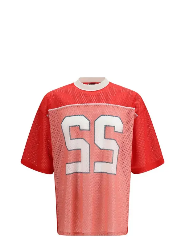 Moschino Technical Mesh T-shirt With Reversed Print - Red