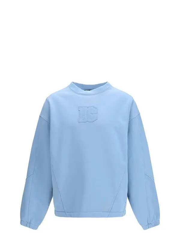 Dolce & Gabbana Cotton Crewneck Sweatshirt With Logo - Blue