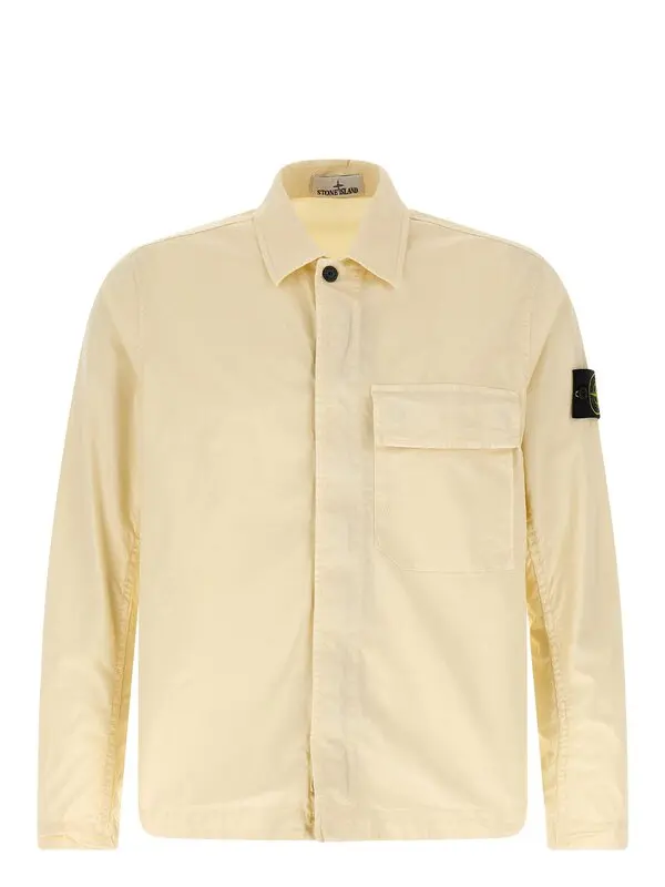 Stone Island Garment-dyed Stretch Cotton Twill Overshirt - Cream