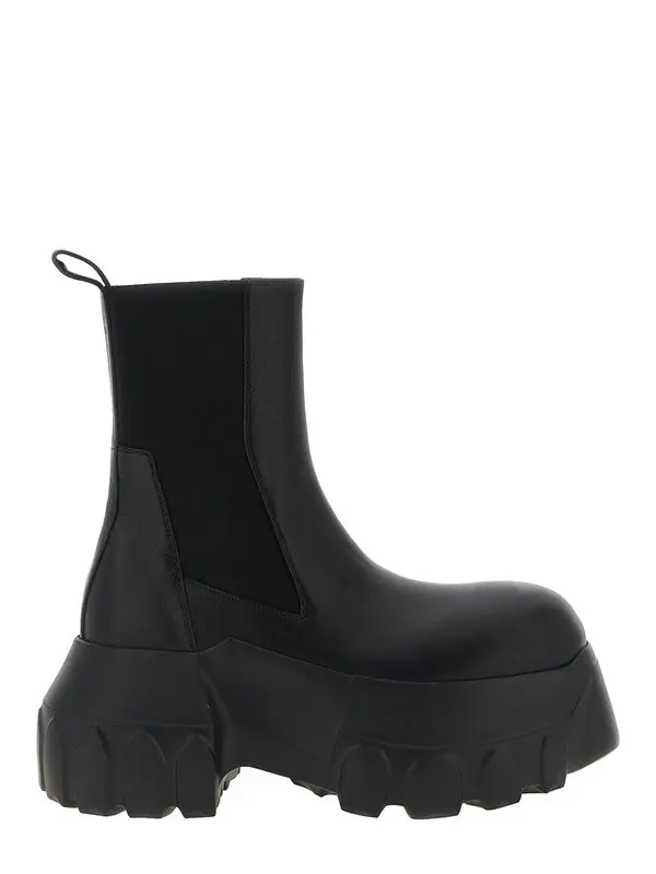 Rick Owens Beatle Mega Tractor Leather Ankle Boots - Black