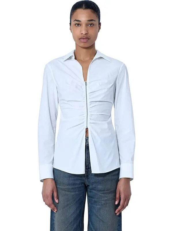 Alexander Wang Ruched Zip Front Shirt - White
