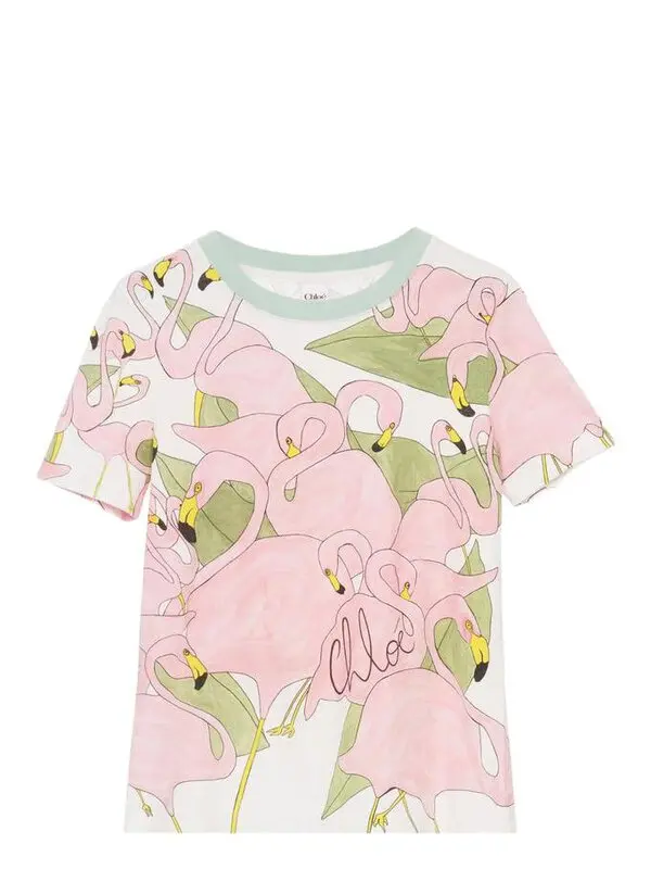 Chloé Printed Cotton T-shirt - Pink