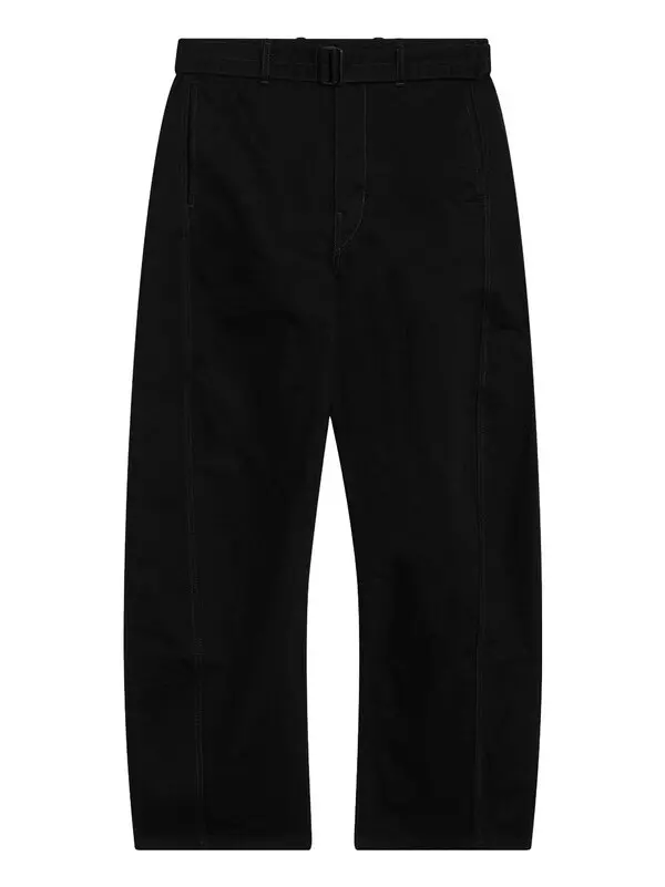 LEMAIRE Cotton Trousers With Belt - Black