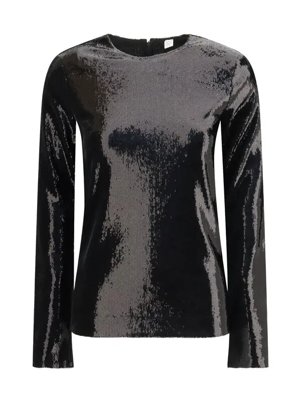TOTEME Long-sleeved Sequin Top - Black