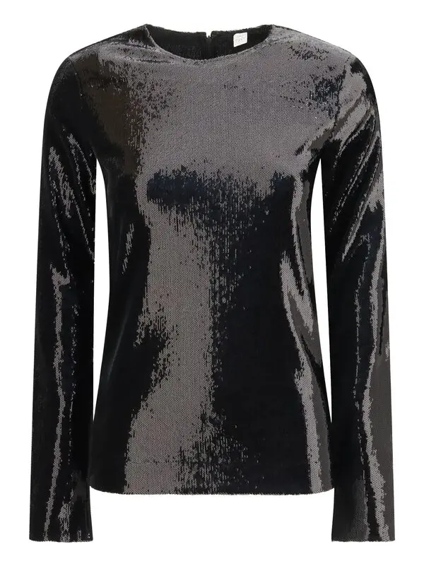 TOTEME Long-sleeved Sequin Top - Black
