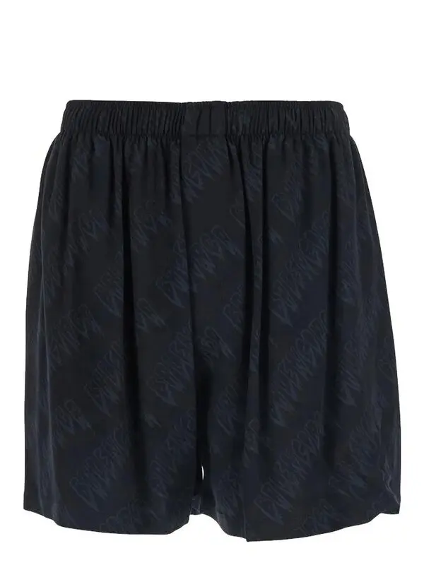 Balenciaga Logo Print Viscose Running Shorts - Black