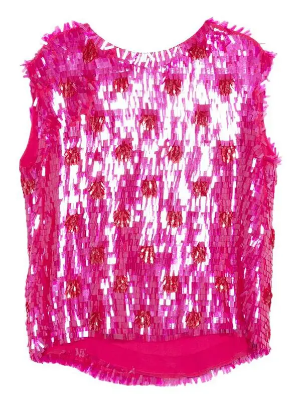 Dries Van Noten Sleeveless Sequined Top - Pink