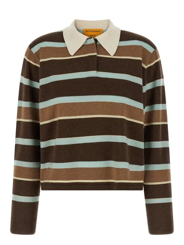 Guest In Residence Cropped Striped Cashmere Rugby Sweater - Multicolor