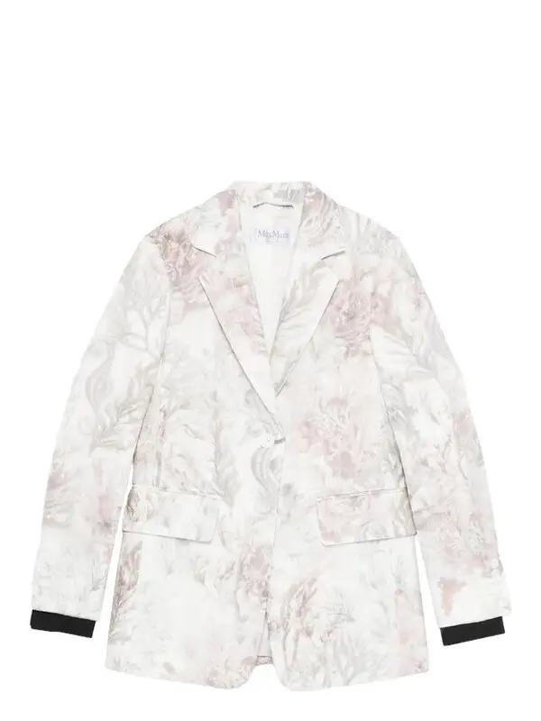 Max Mara Floral Print Silk Blazer - White