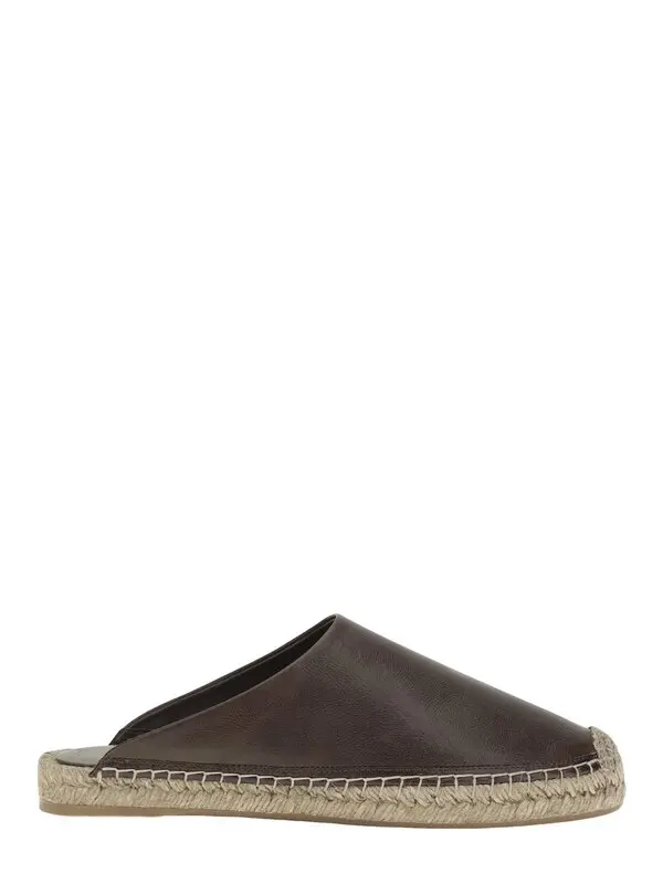 Brunello Cucinelli Leather Espadrille Mules - Brown