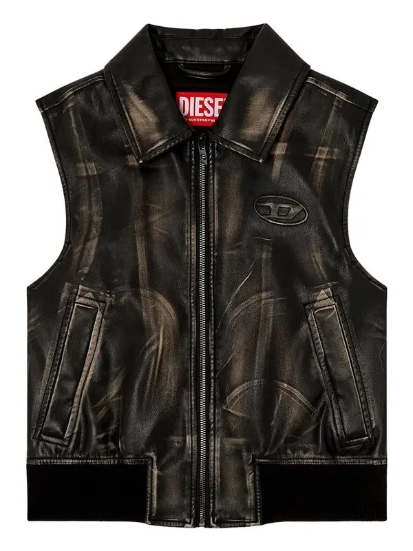 DIESEL® G-inko Sleeveless Faux Leather Jacket - Multicolor