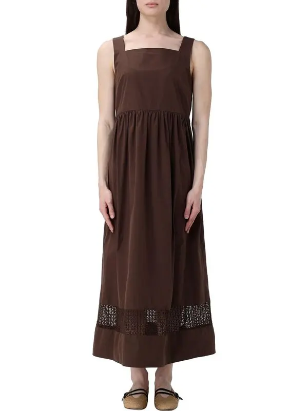 Max Mara Square Neck Cotton Dress - Brown