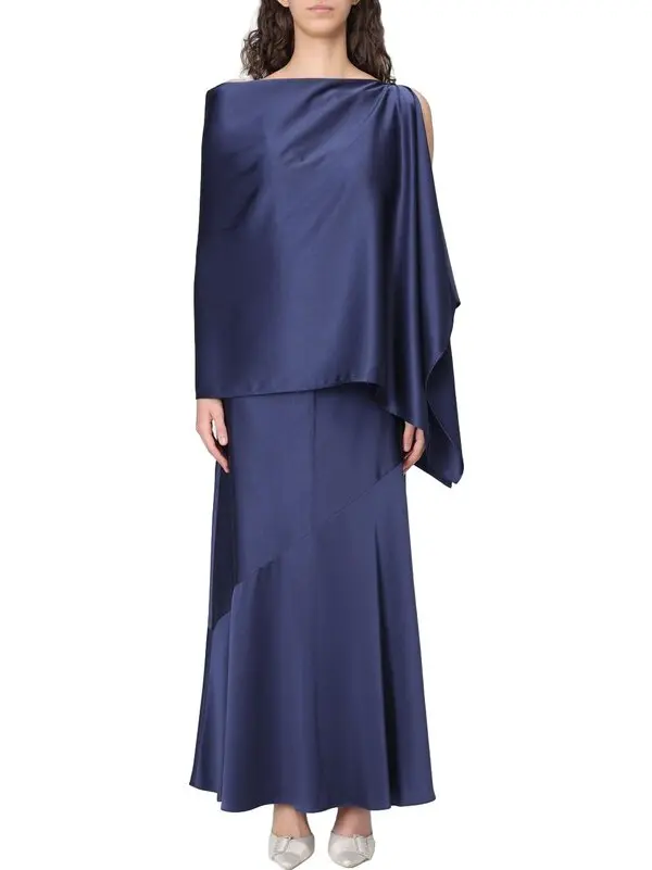 Max Mara Asymmetrical Draped Dress - Blue