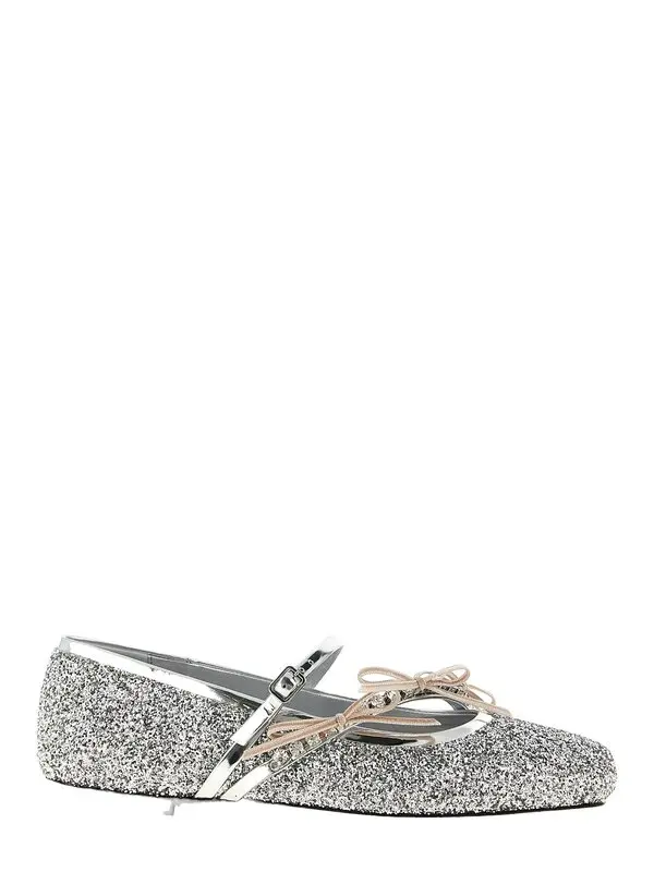 JIMMY CHOO Loli Ballet Flats With Crystal Embellishments - Silver