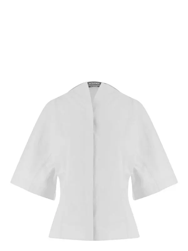 Jacquemus Cotton Boat Neck Short Sleeve Shirt - White