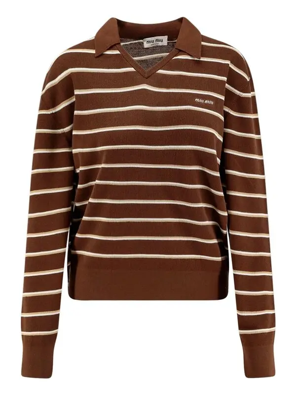 Miu Miu Striped Cotton Polo Shirt - Multicolor
