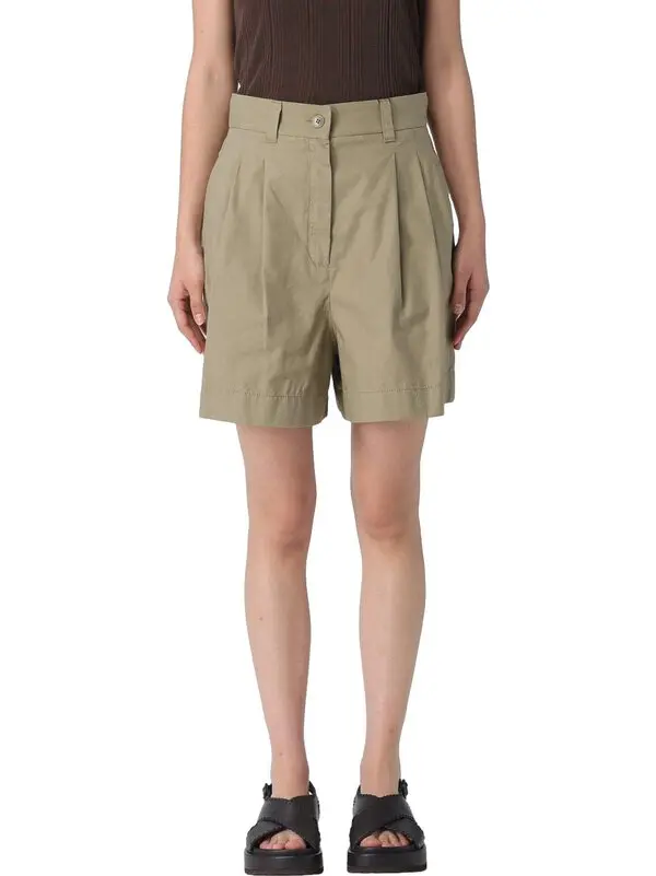 Max Mara Pleated Cotton Shorts - Green